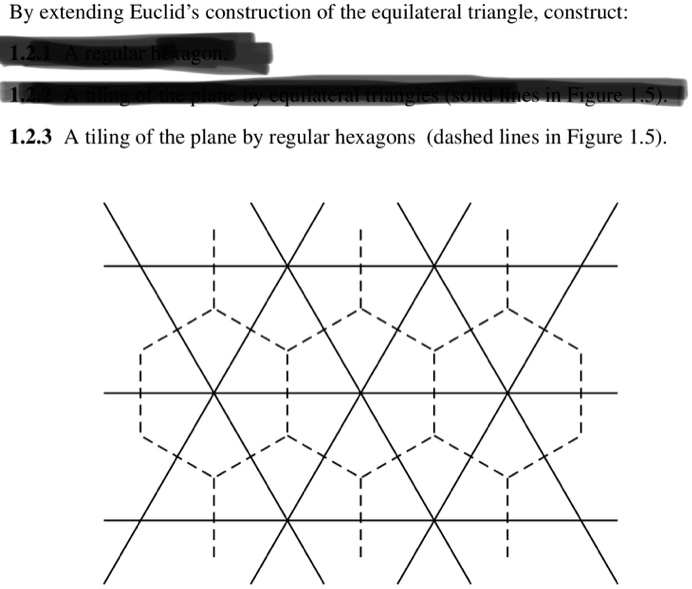SOLVED: By extending Euclid's construction of the equilateral triangle, construct a regular hexagon.