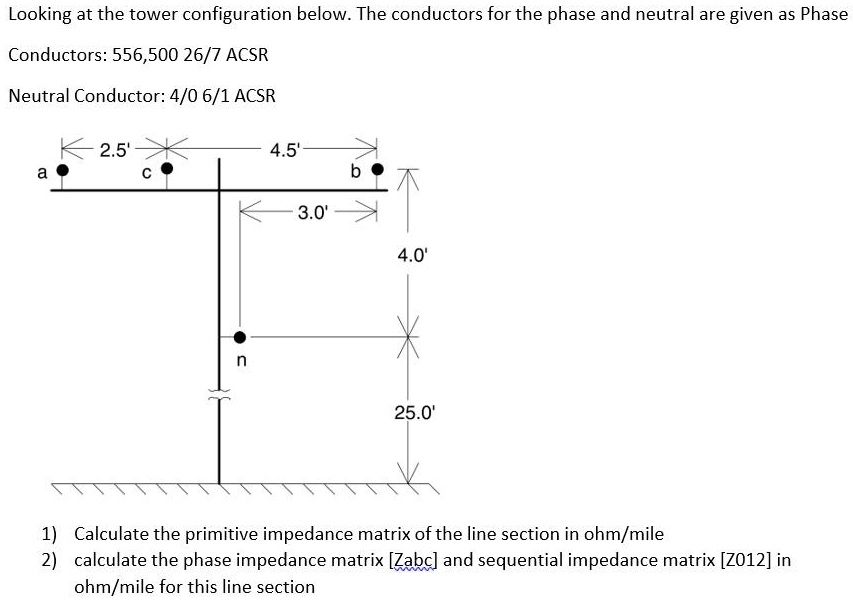 SOLVED: Looking at the tower configuration below. The conductors for ...