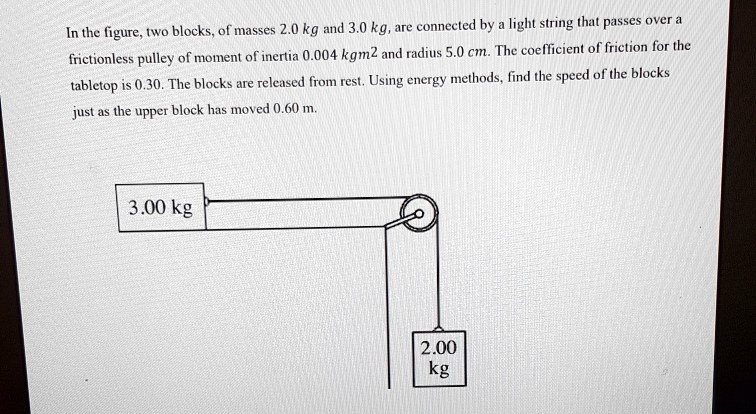 in the ligure two blocks of masses 20 kg and 30 kg are connected by light string that passes ...