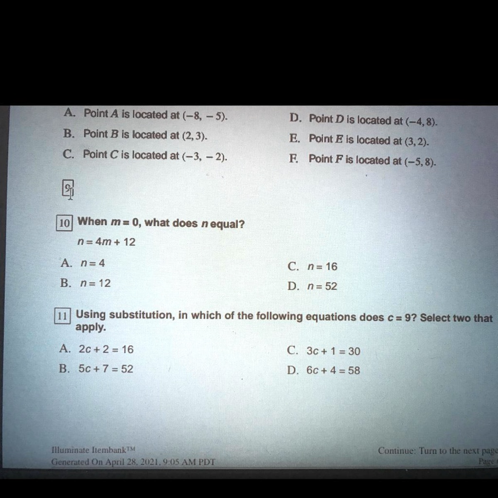 SOLVED: Can y'all help me on question 10?! Point A is located at ( 8 ...