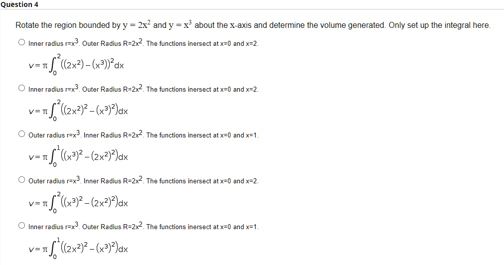 SOLVED: Question Rotate the region bounded by y = 2x and y = âˆš(x ...