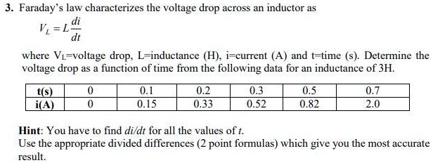 SOLVED: 3. Faraday's law characterizes the voltage drop across an ...