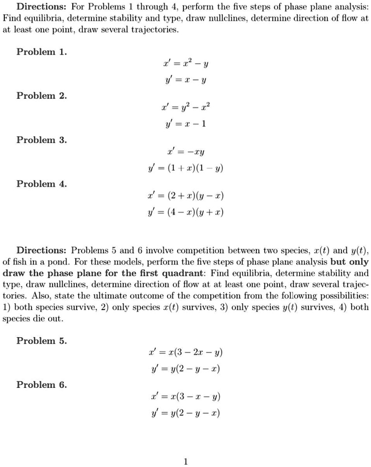 directions for problems through 4 perform the five steps of phase plane ...