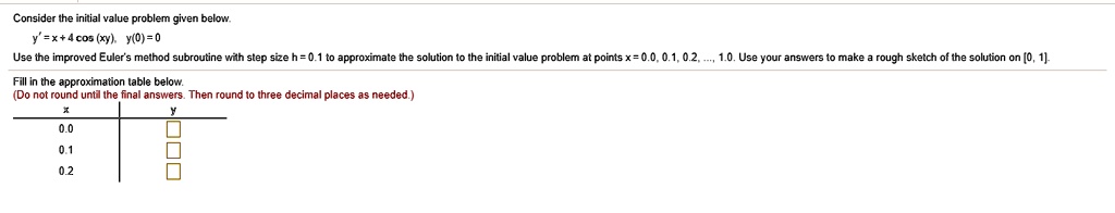 Solved Conside The Initial Value Problem Given Below Xy Yd 0 Use The Improved Euler S 