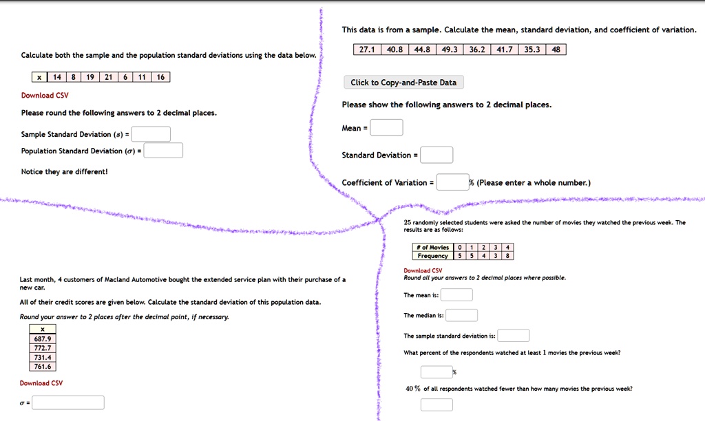 Calculate both the sample and the population standard deviations using ...