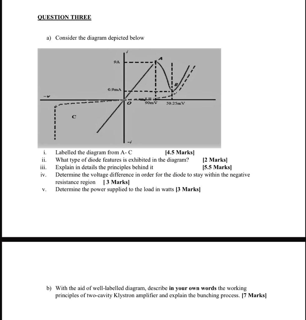 QUESTION THREE a) Consider the diagram depicted below C 9A 0.9mA B 90mV 50.25mV i. Labelled the ...