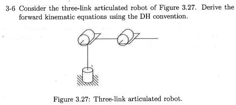3-6 Consider the three-link articulated robot of Figure 3.27. Derive ...