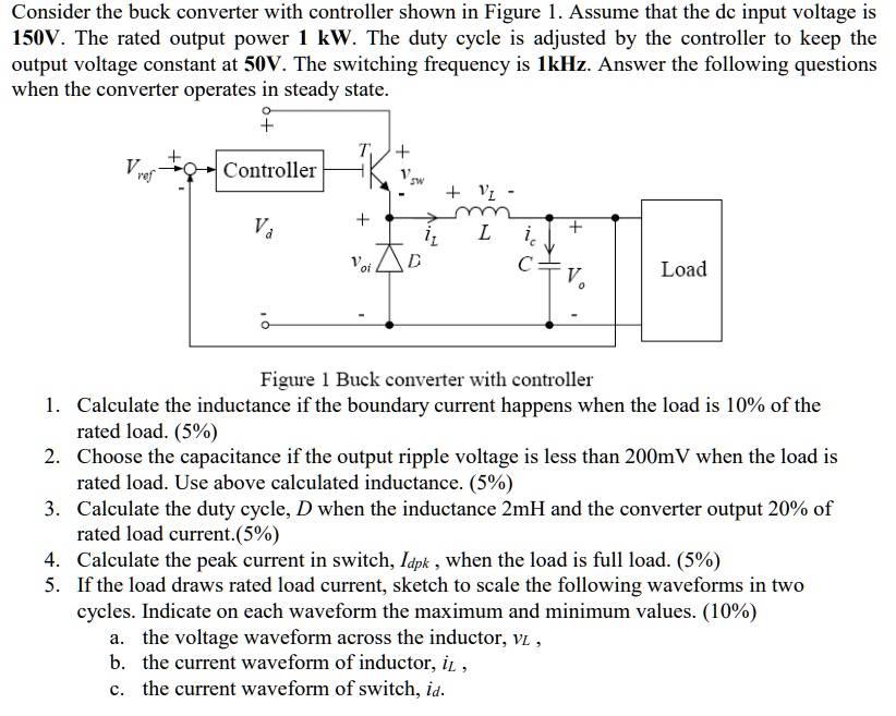 SOLVED: Consider the buck converter with controller shown in Figure 1. Assume that the DC input ...