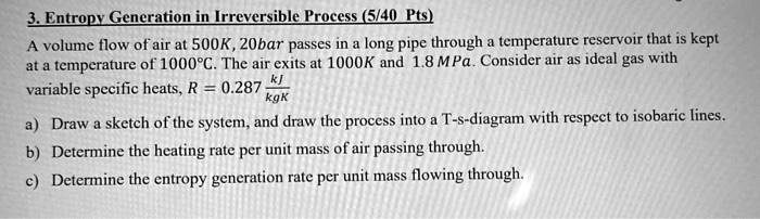 3. Entropy Generation in Irreversible Process (5/40 Pts) A volume flow ...