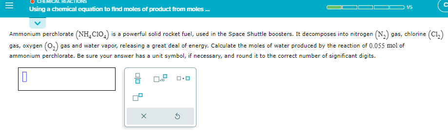 Using a chemical equation to find moles of product from moles ...