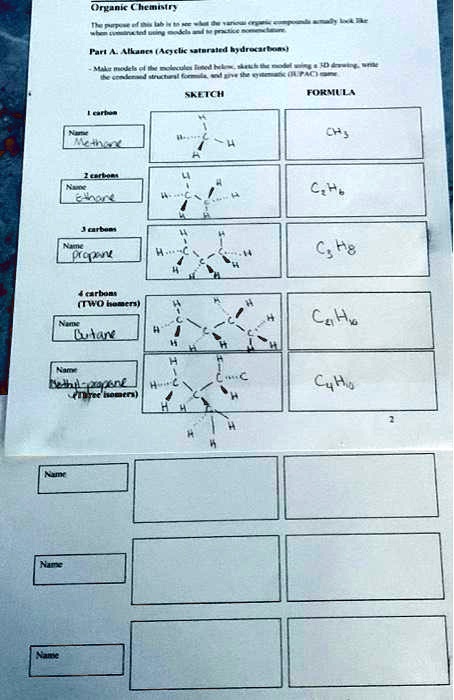 SOLVED: Text: Organic Chemistry Part A. Alkanes (Acyclic saturated ...