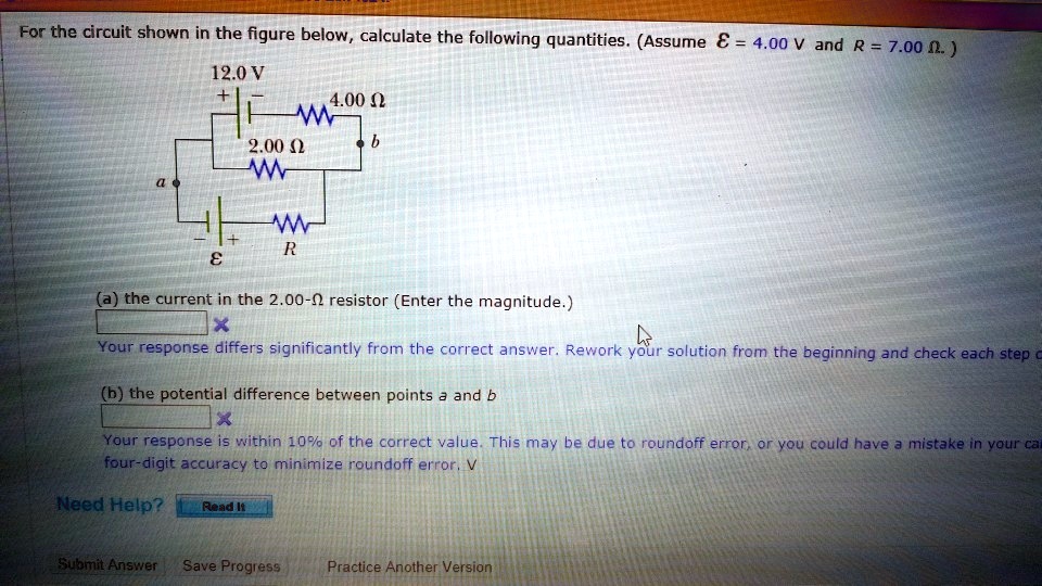 SOLVED: For the circuit shown in the figure below, calculate the following quantities. (Assume V ...
