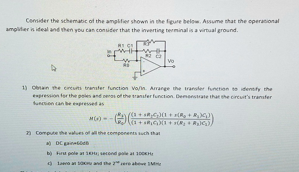 SOLVED: Consider the schematic of the amplifier shown in the figure ...