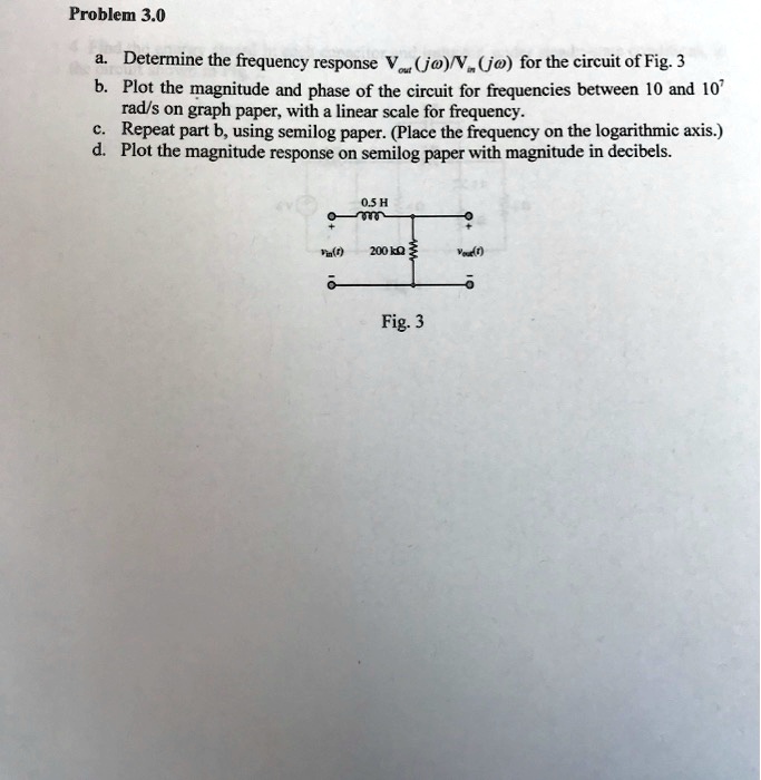 SOLVED: Problem 3.0 a.Determine the frequency response V.. (j)/V.(j) for the circuit of Fig. 3 b ...
