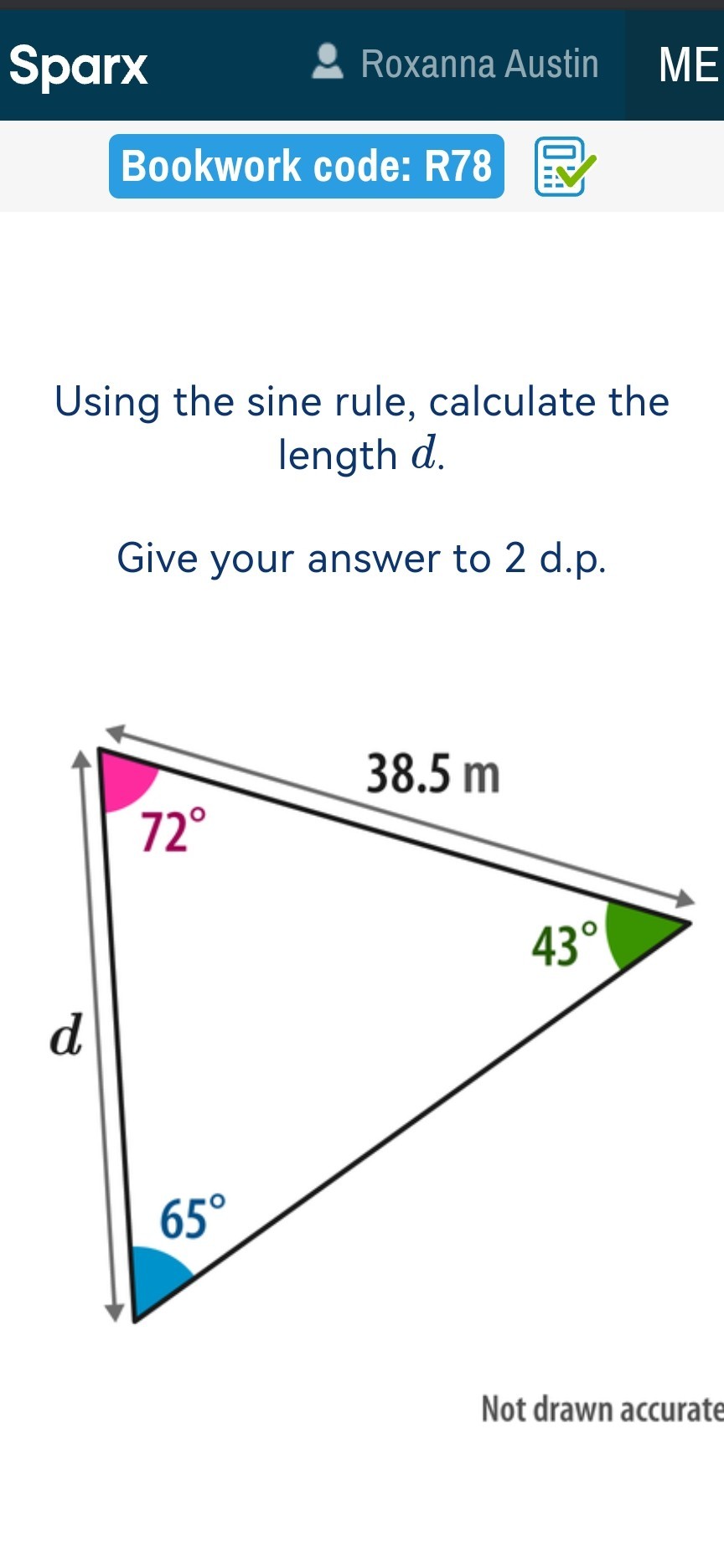 Solved: Sparx Bookwork Code: R78 Using The Sine Rule, Calculate The