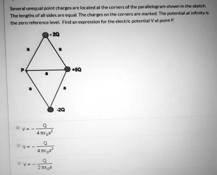 SOLVED: Several unequal point charges are located at the corners of the ...