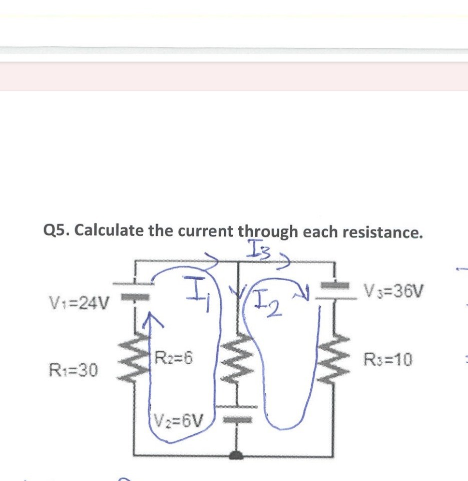 SOLVED: Q5. Calculate the current through each resistance. SOLVED: Q5. Calculate the current through each resistance.