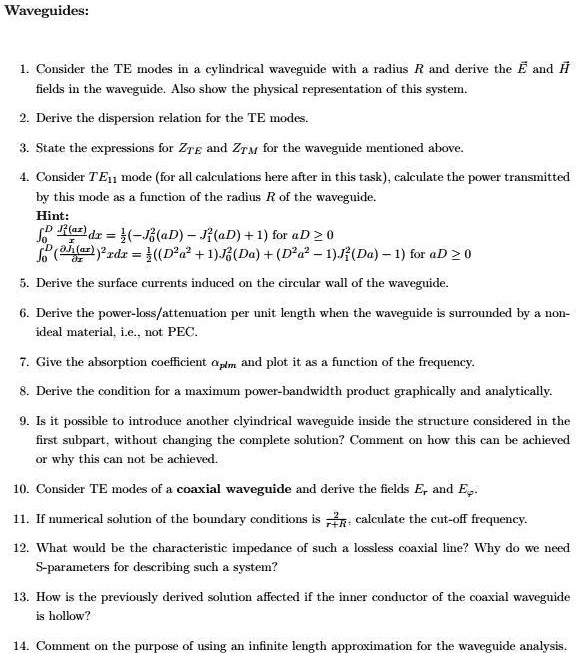 waveguides 1 consider the te modes in a cylindrical waveguide with a ...