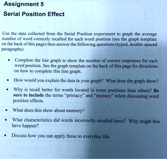 SOLVED: Text: Assignment 5 Serial Position Effect Use the data collected from the Serial ...
