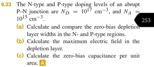 SOLVED: 6.33 The N-type and P-type doping levels of an abrupt 253 a ...
