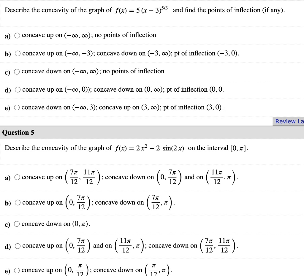describe the concavity of the graph of fx 5 x 353 and find the points ...