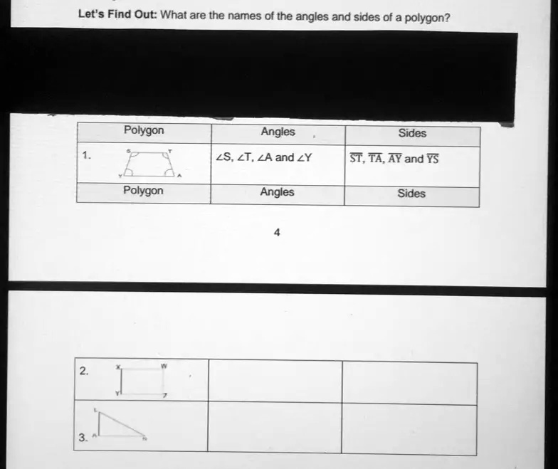 SOLVED: Let's Find Out: What are the names of the angles and sides of a ...