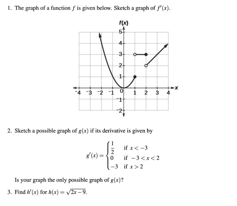 1 the graph of a function f is given below sketch a graph of f x flx 2 sketch a possible graph ...