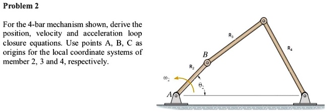 Problem 2 For the 4-bar mechanism shown, derive the position, velocity and acceleration loop ...