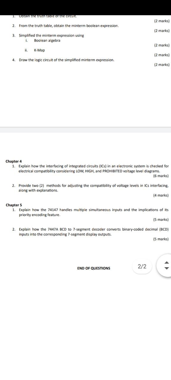 1. Ootain the truth table or the circunt. 2. From the truth table ...