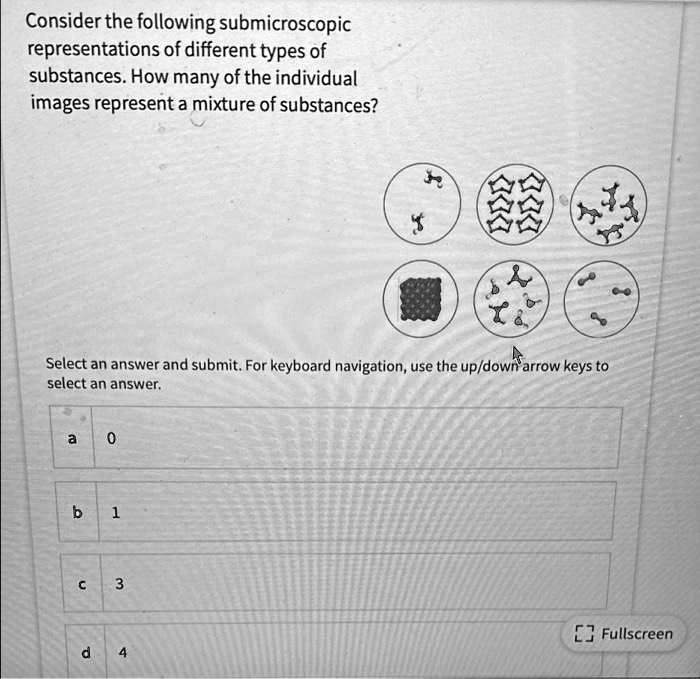 Consider the following submicroscopic representations of different ...