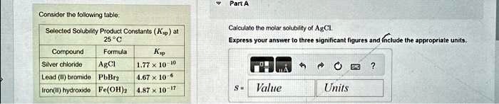 SOLVED: Consider the following table: Selected Solubility Product ...