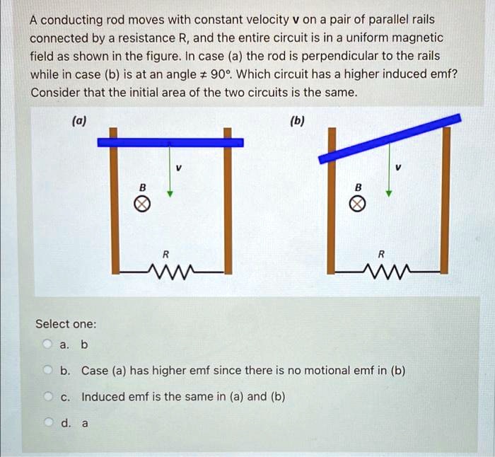 conducting rod moves with constant velocity v on a pair of parallel ...