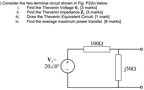 Consider the two-terminal circuit shown in Fig. P2(b) below. i. Find the Thevenin Voltage Vt. [3 ...