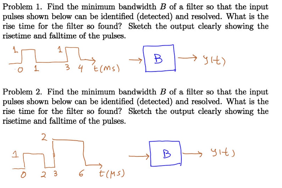 SOLVED: Texts: Problem 1: Find the minimum bandwidth B of a filter so ...