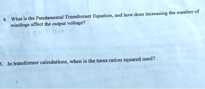 SOLVED: 4.What is the Fundamental Transformer Equation, and how does ...