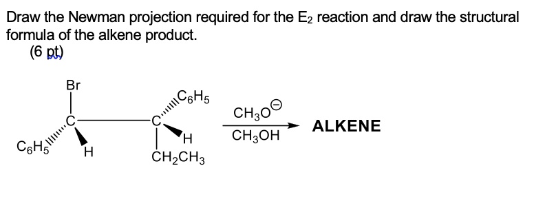 SOLVED: Draw the Newman projection required for the E2 reaction and ...
