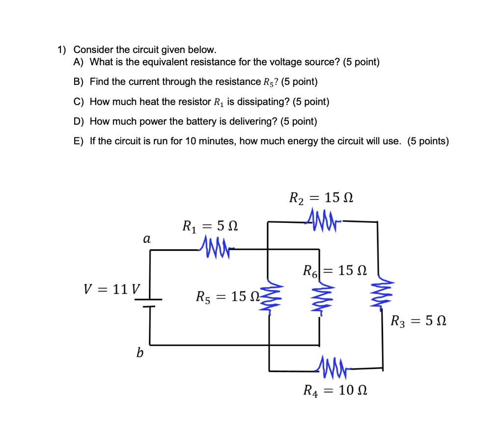 SOLVED: Consider the circuit given below: A) What is the equivalent resistance for the voltage ...