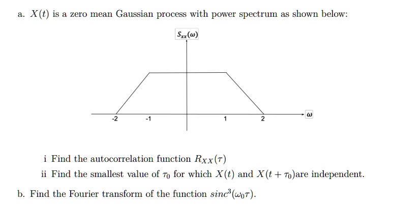 SOLVED: a. X(t) is a zero mean Gaussian process with power spectrum as shown below: Sxx(f) i ...