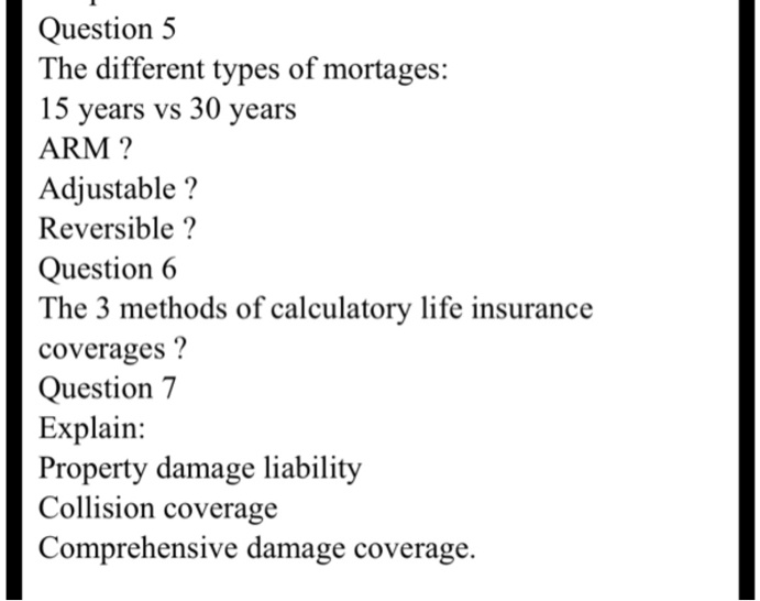 SOLVED: Question 5: The different types of mortgages: 15 years vs 30 ...