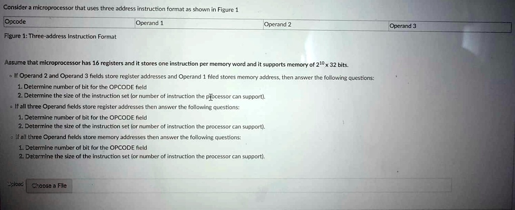 Solved Consider A Microprocessor That Uses A Three Address Instruction