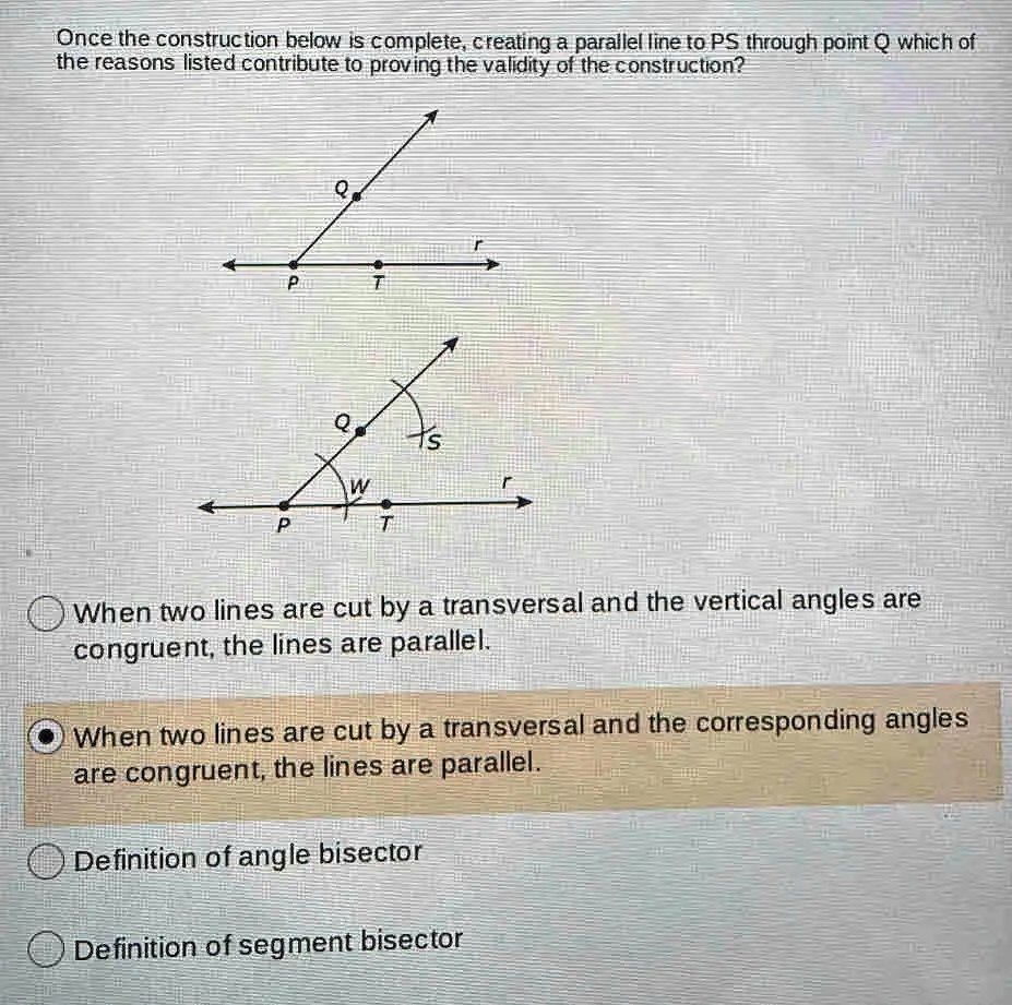 once the construction below is completecreating a parallel line to ps ...