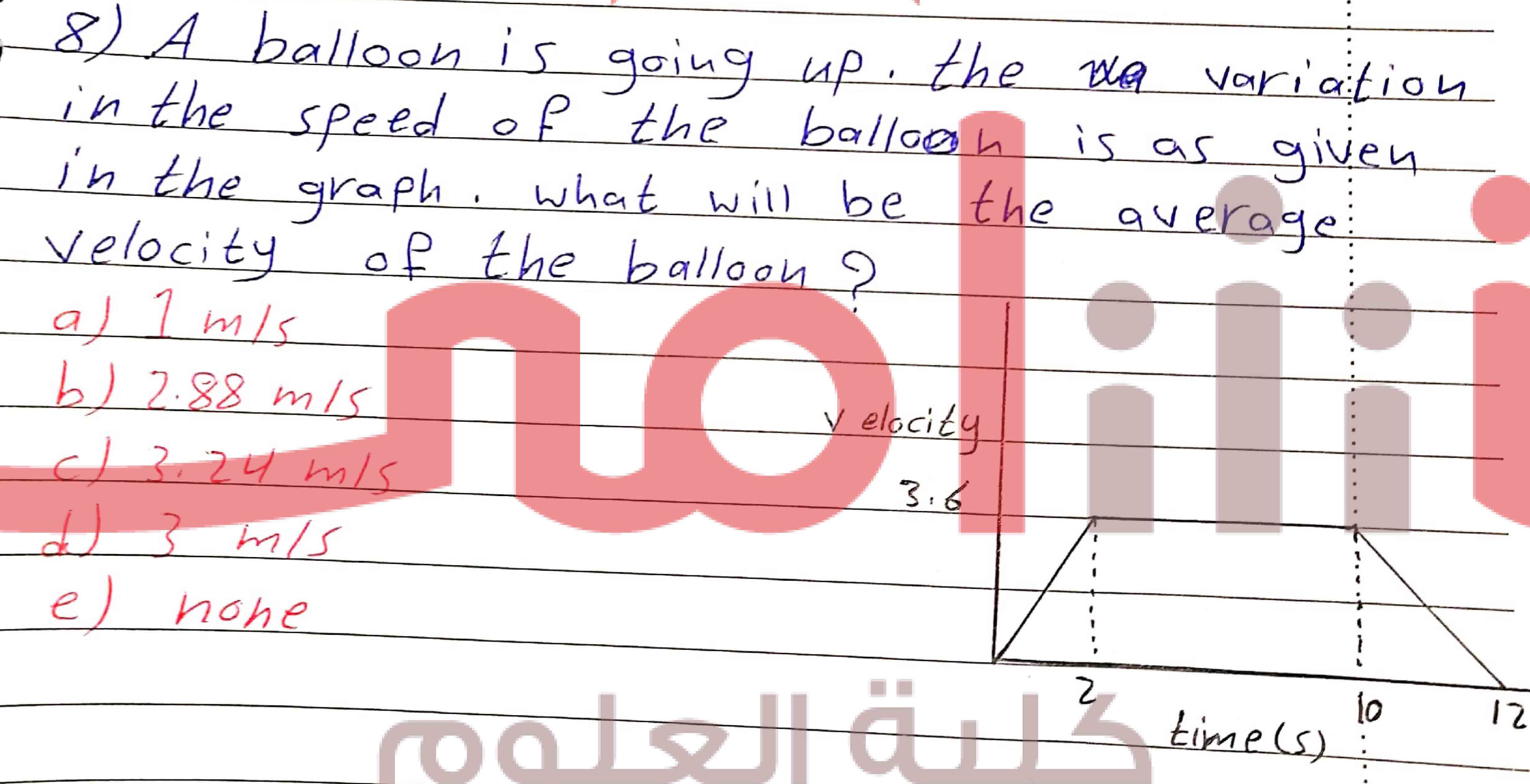 SOLVED: 8) A balloon is going up. the variation in the speed of the ...