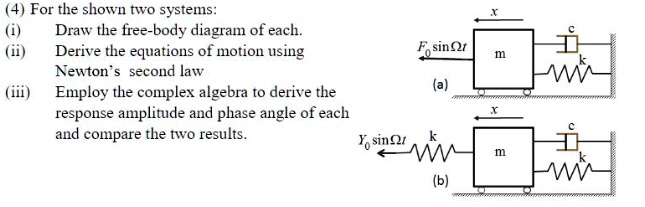 SOLVED: For the shown two systems: (i) Draw the free-body diagram of ...