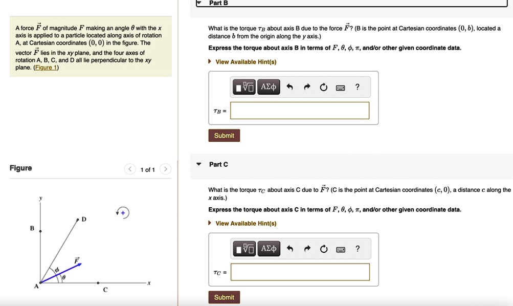 SOLVED: Texts: Part B A force F of magnitude F making an angle θ with ...
