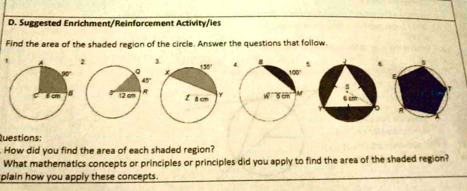 D. Suggested Enrichment/Reinforcement Activity/ies Find the area of the ...