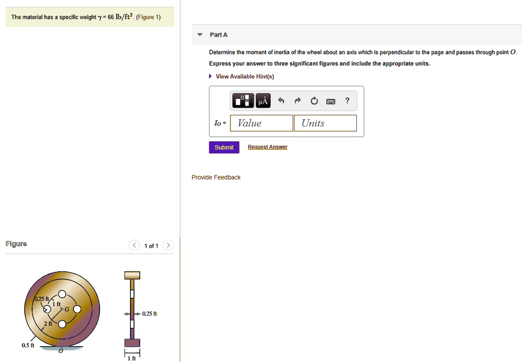 The material has a specific weight γ = 66 lb/ft^2. (Figure 1) Part A ...