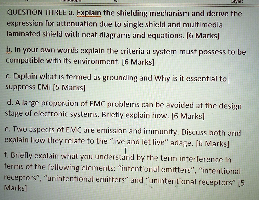SOLVED: QUESTION THREE a. Explain the shielding mechanism and derive ...