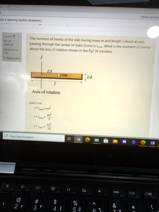 The moment of inertia of the slab having mass m and length / about an ...