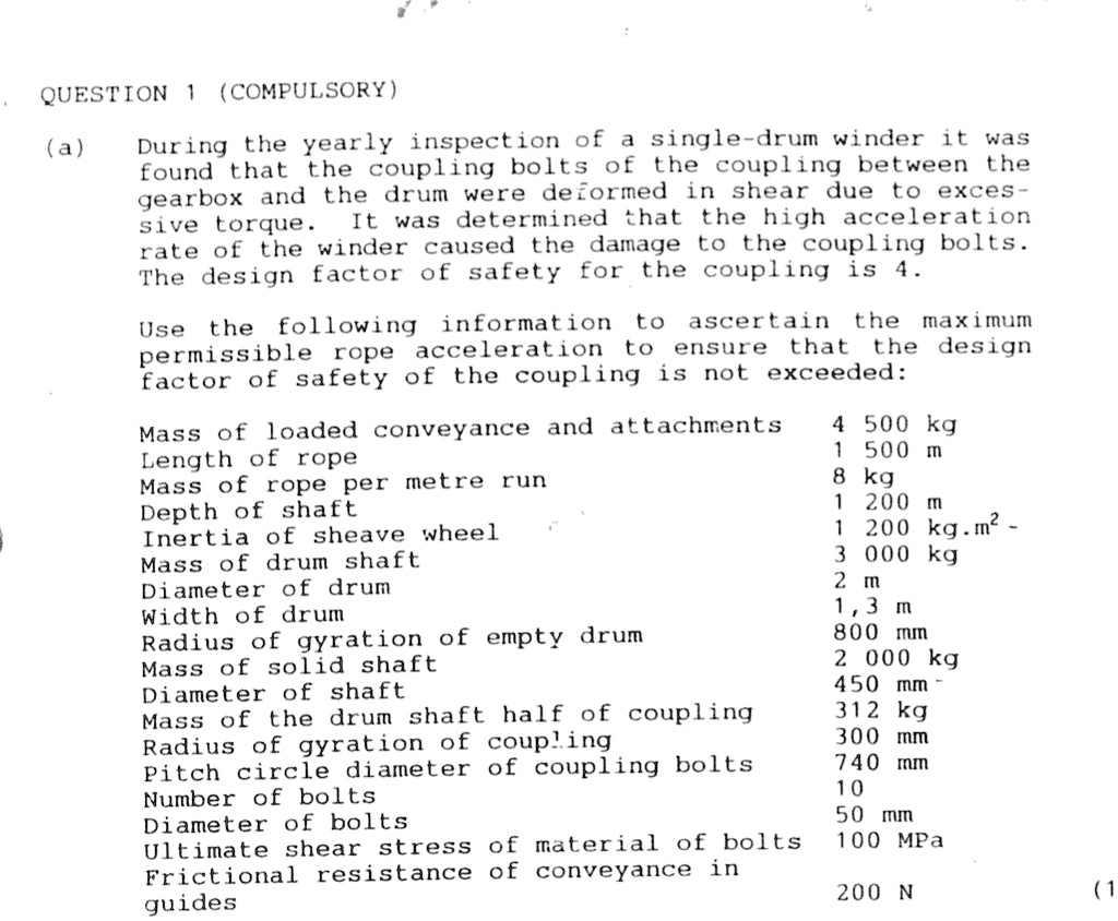 question 1 compulsory a during the yearly inspection of a single drum ...