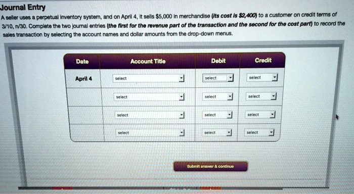 SOLVED: Journal Entry A seller uses a perpetual inventory system, and ...